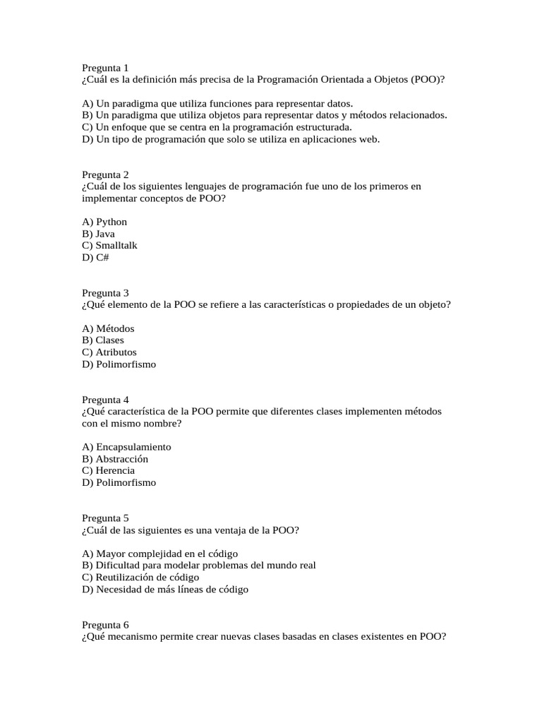 Definición y conceptos de POO | PDF