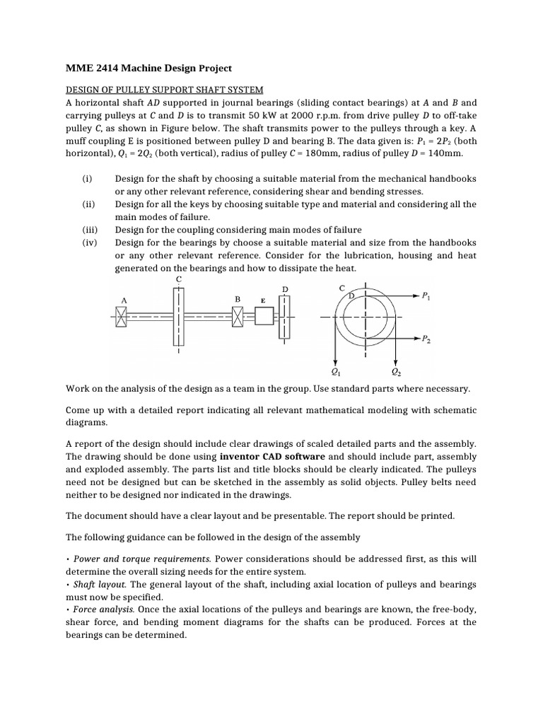 Pulley Support Shaft Design Project | PDF | Bearing (Mechanical ...