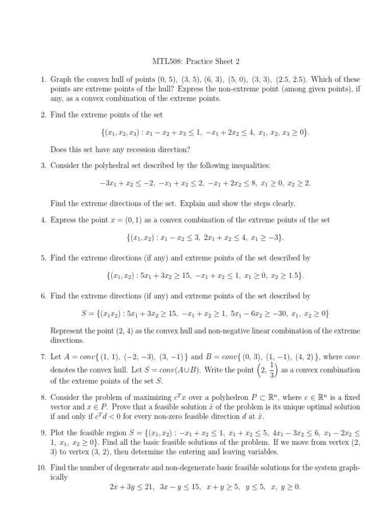 Extreme Points and Convex Combinations Analysis | PDF | Mathematics ...