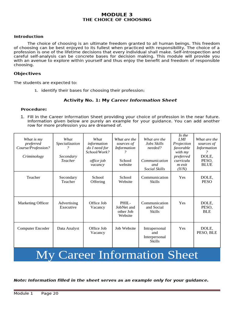 MODULE 3 The Choice of Choosing | PDF | Communication | Human Communication