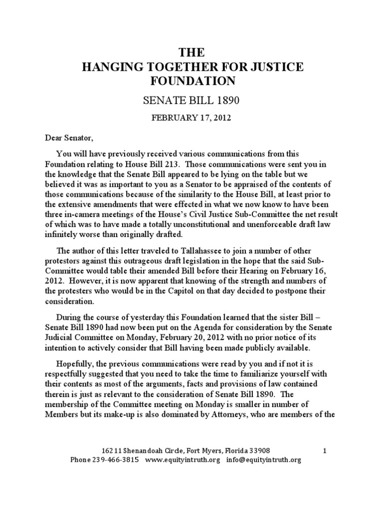 Foundation Letter Re SB1890 | PDF