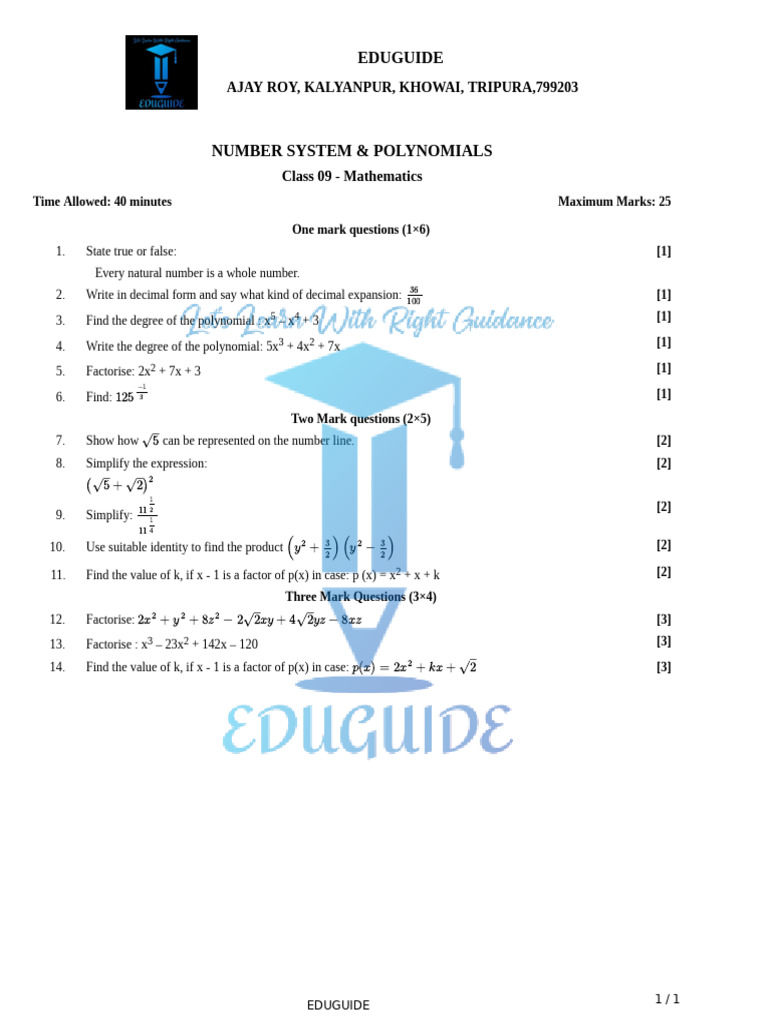 Number System and Polynomial | PDF | Factorization | Numbers