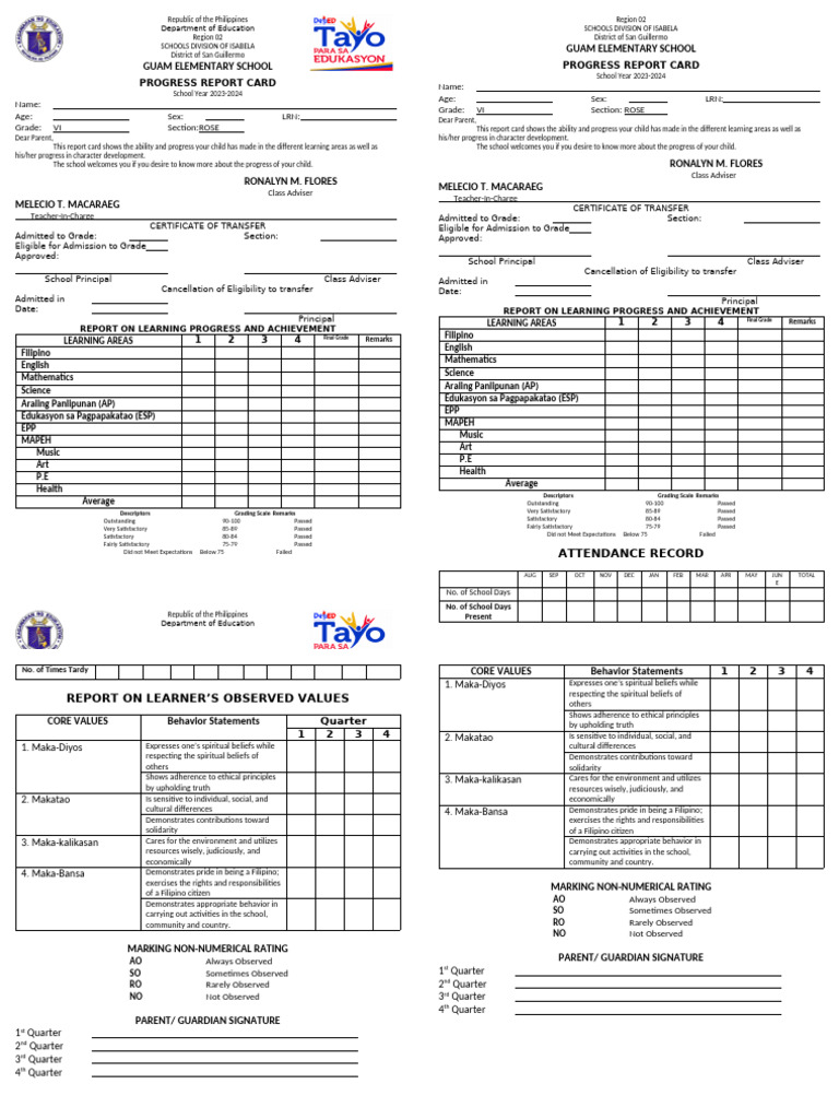 form-138-card-rbec | PDF | Learning | Behavioural Sciences