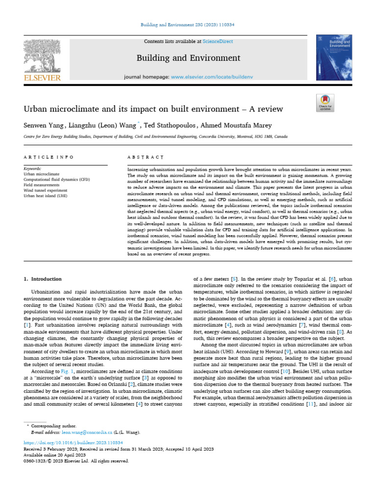 Urban Microclimate and Its Impact On Built Environment | PDF ...