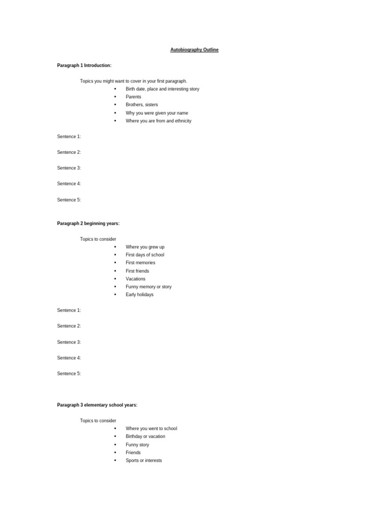 Autobiography Writing Guide | PDF