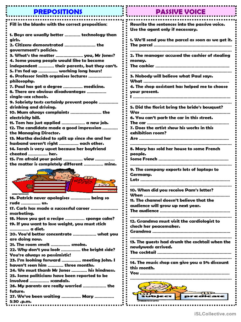 Review 2_ prepositions & passive voice | PDF