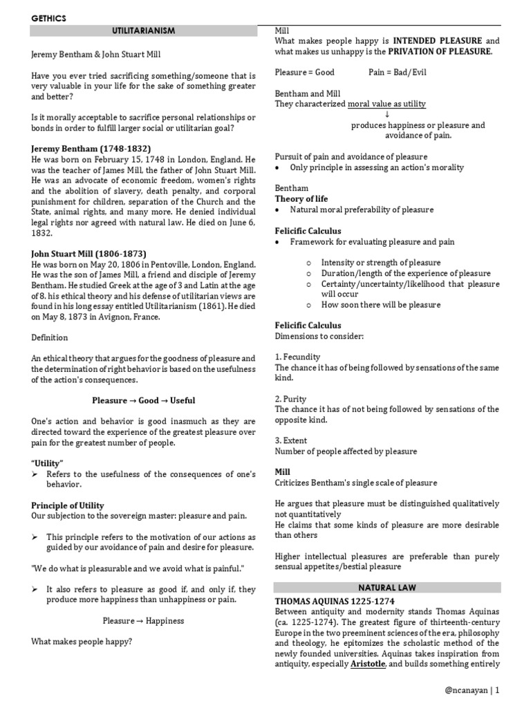 Gethics Mt 1 | PDF | Pleasure | Natural Law