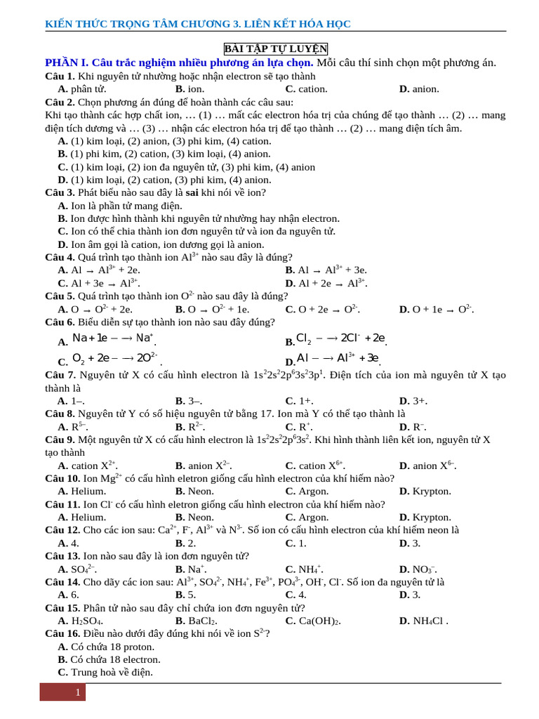 Bài 11. Liên kết ion - HS2 | PDF