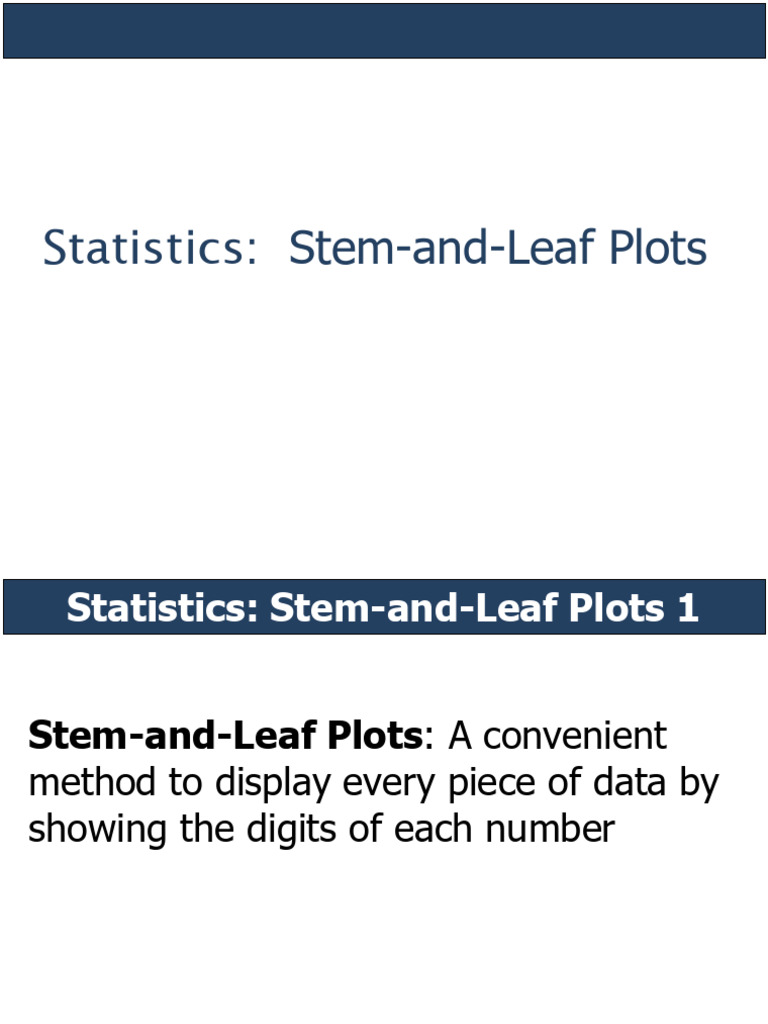Stem-and-Leaf-Plots | PDF | Statistics | Statistical Analysis