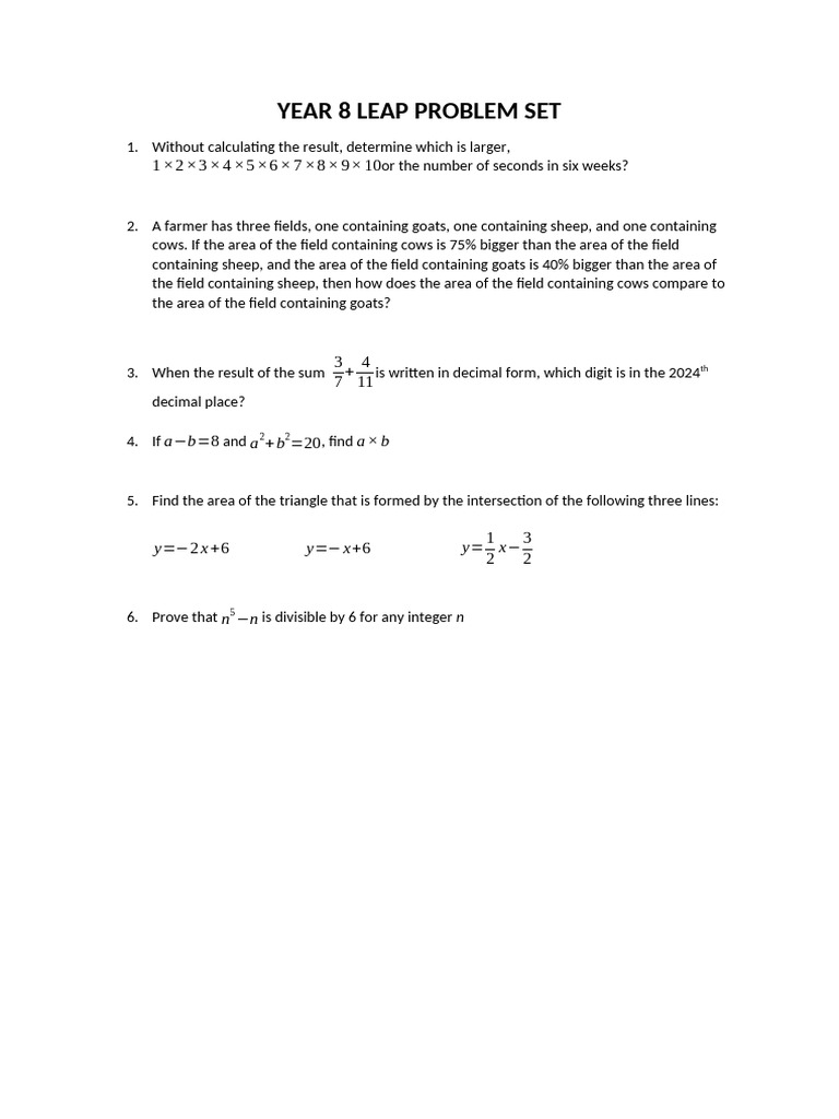 LEAP Year 8 questions 2023 | PDF
