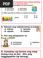 ELLNA Reviewer For Filipino Subject Grade 3 | PDF