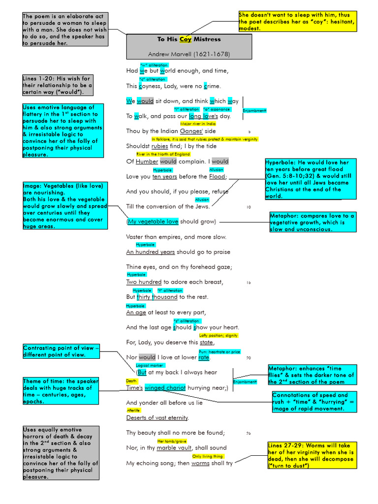 To His Coy Mistress Analysis Bianca Minnie 1 1 | PDF | Poetry