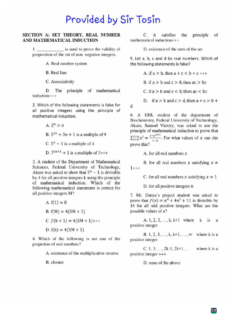 MTS 101+++combined Past Questions | PDF