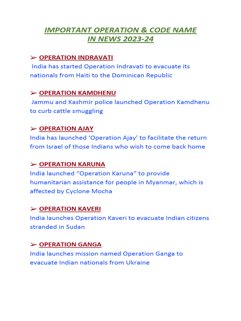 Key Indian Operations 2023-24 Overview | PDF | Smuggling