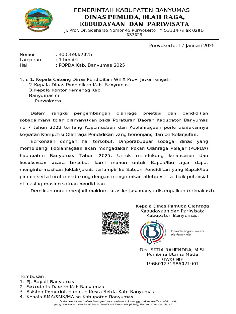 20250117074047surat Pemberitahuan Juknis POPDA 2025 | PDF