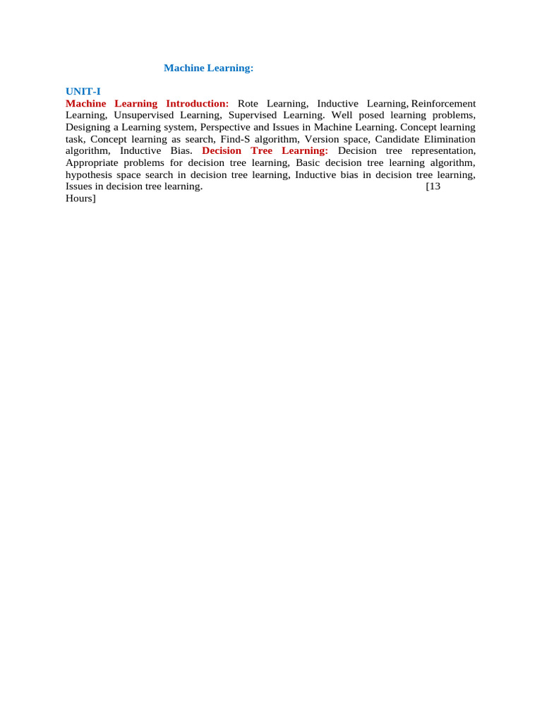 unit1 | PDF | Machine Learning | Learning