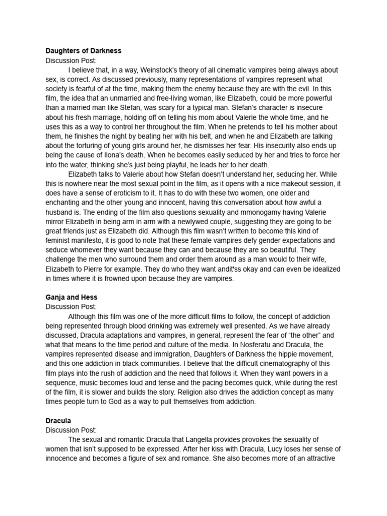 Module 2 Discussion Responses | PDF | Vampires | Count Dracula