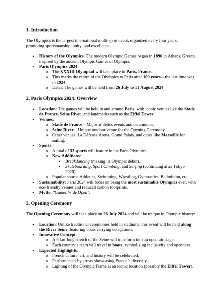 Paris olympics file 2 | PDF | Olympic Games | Sports Competitions