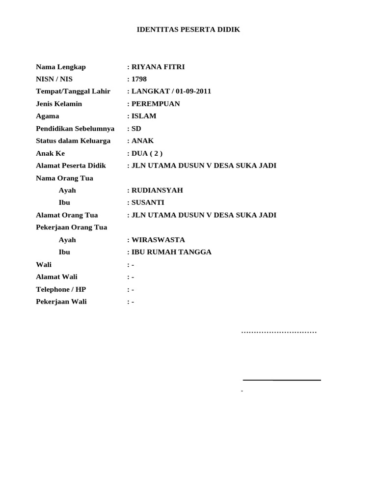 Biodata Raport Sekolah Sd | PDF