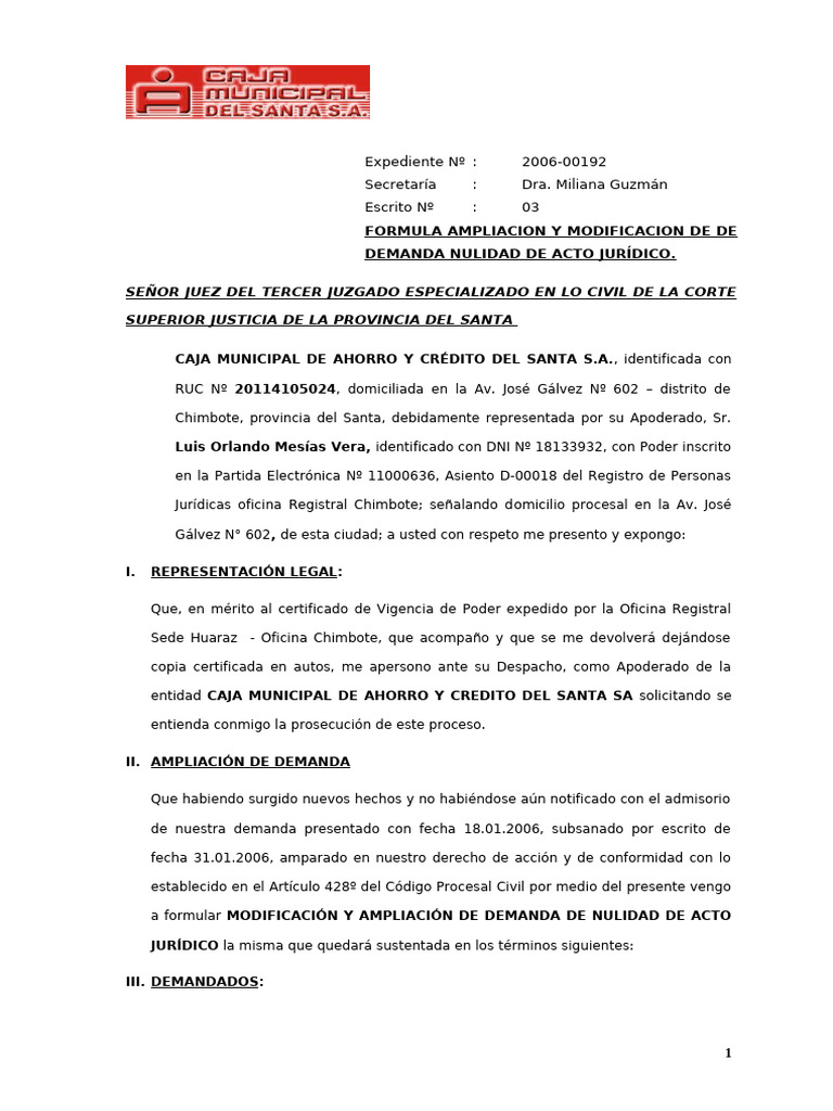 DDA Nulidad de Acto Jur Dico - Amplia | PDF | Demanda judicial | Alcalde