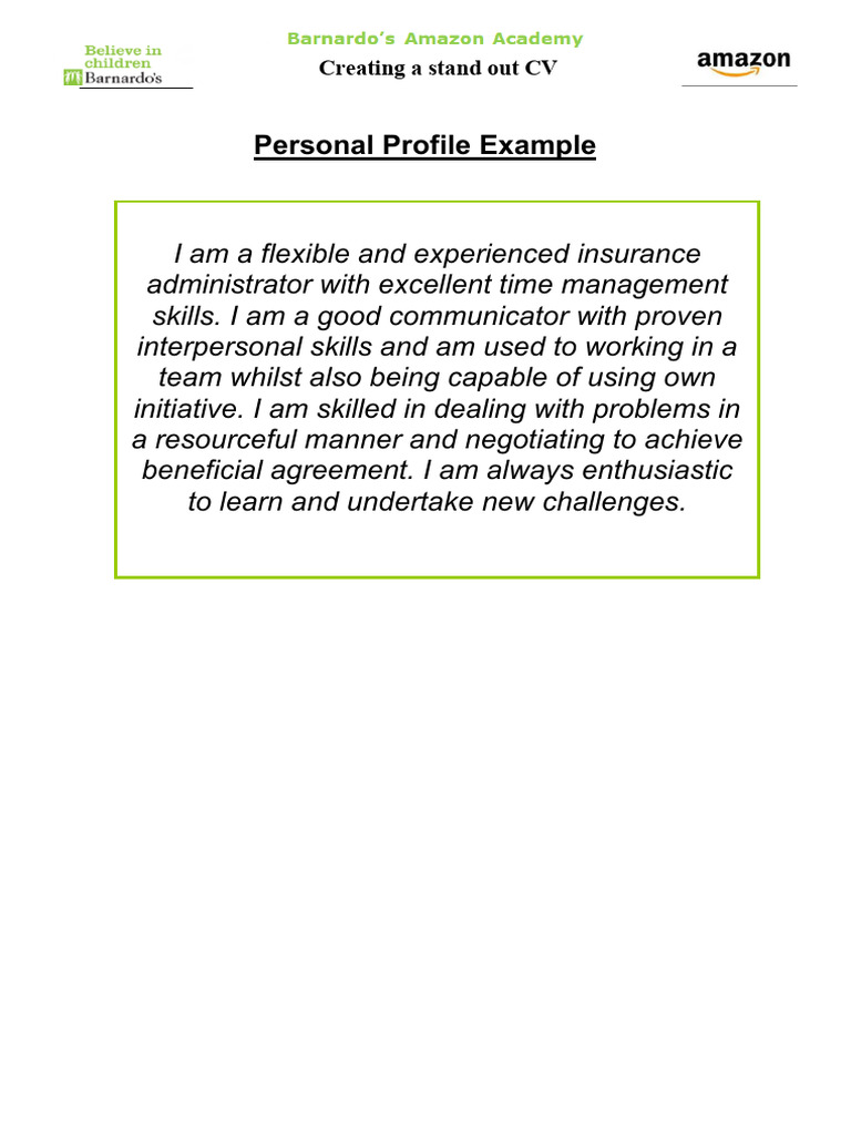 Writing Personal Profile | PDF