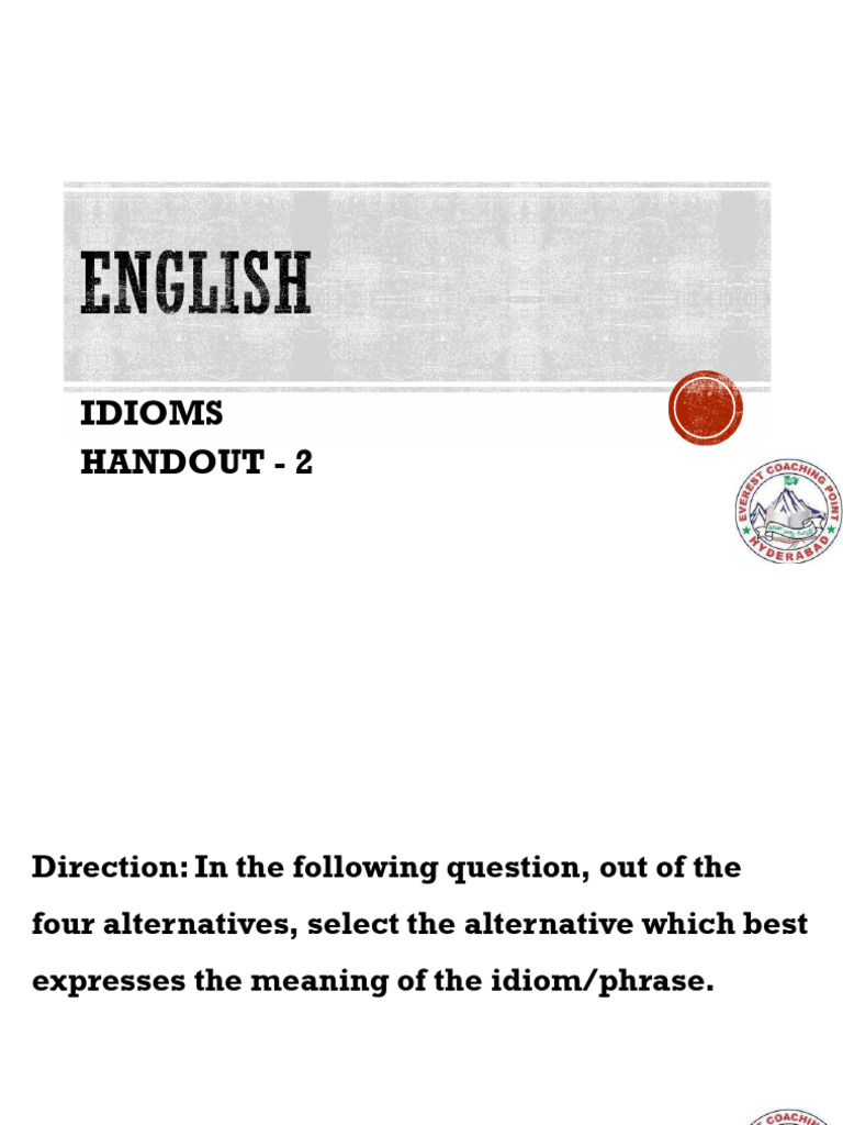IDIOMS HANDOUT 2 | PDF