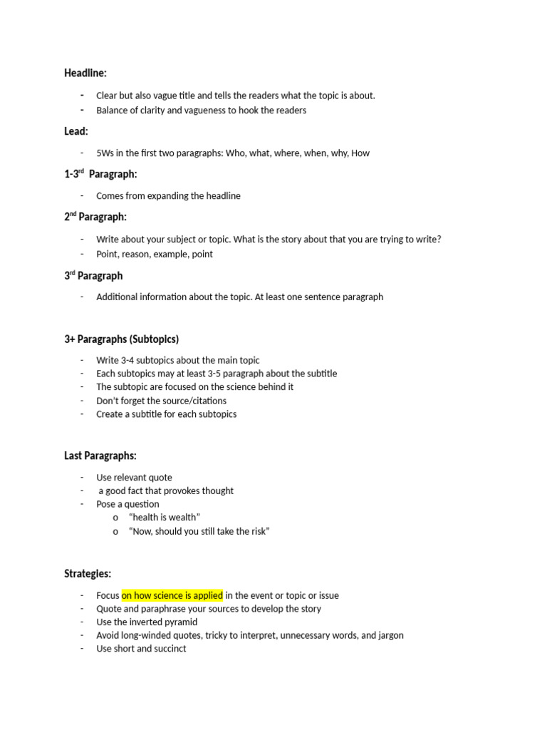 Science Writing Outline | PDF