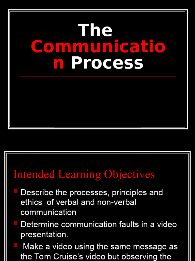 Lesson 1 - The Communication Process | PDF | Communication | Human ...