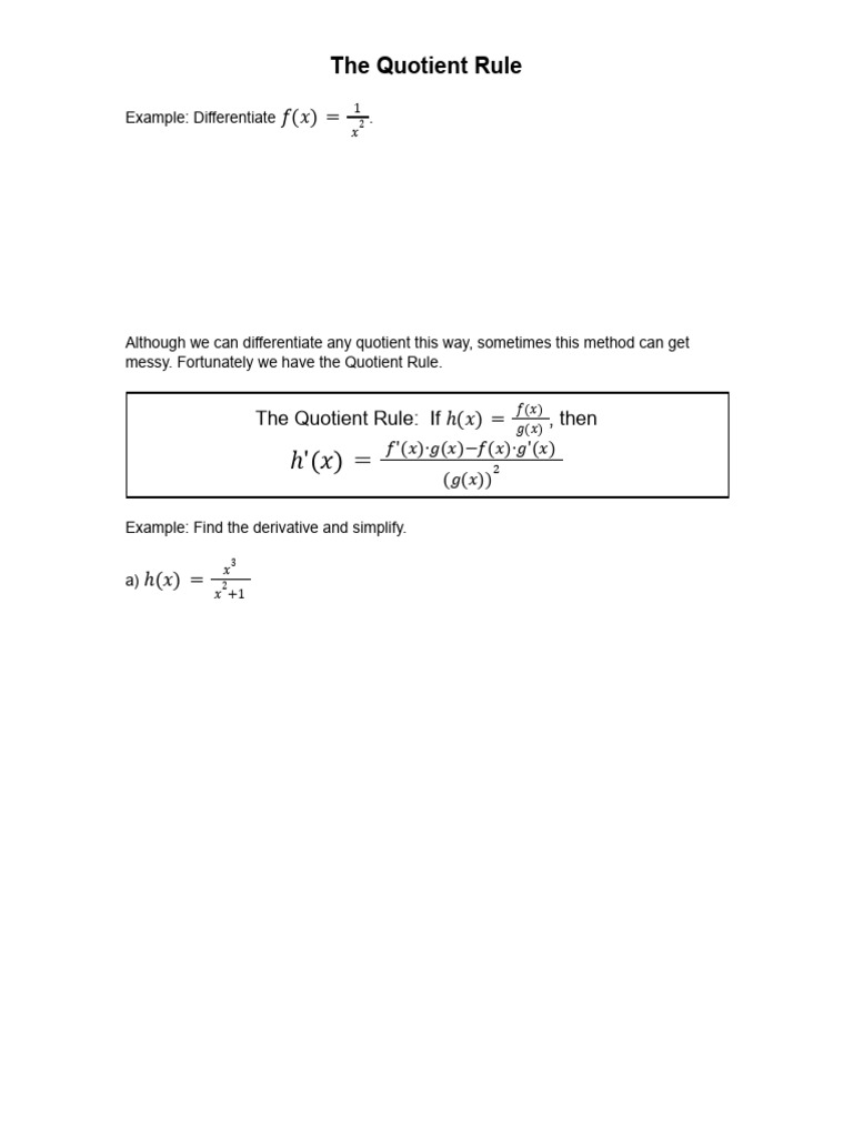 05A The Quotient Rule | PDF