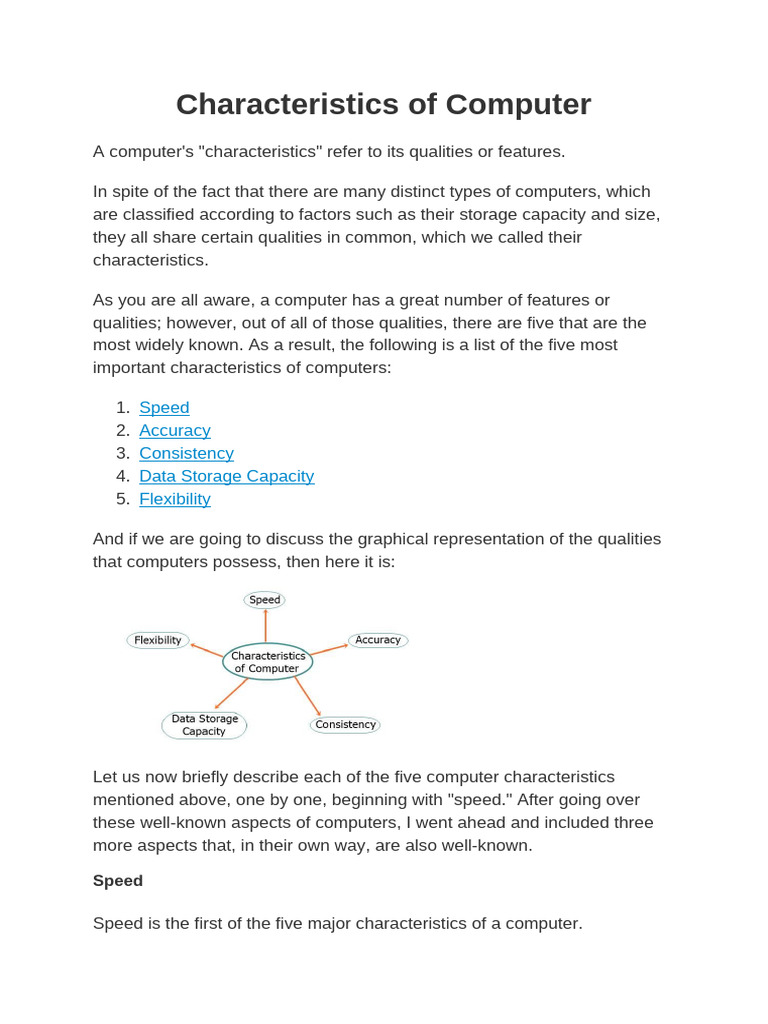 Characteristics of Computer | PDF | Usb Flash Drive | Computer Data Storage