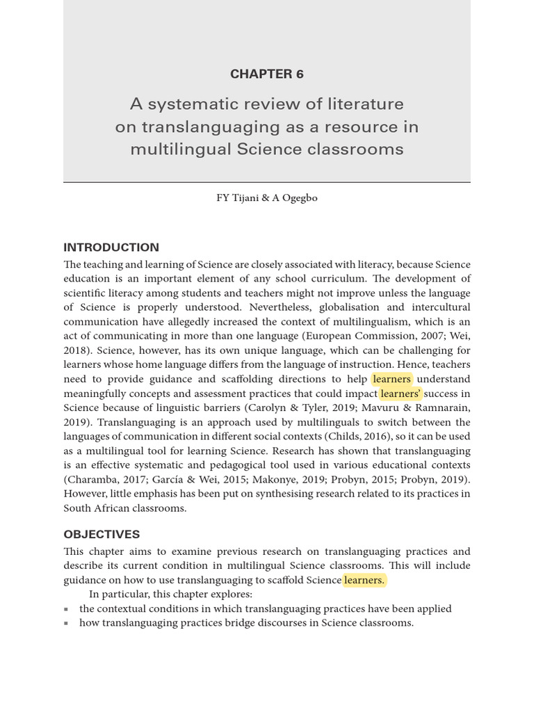 Chapter 6 - Tijani Ogegbo - Using_multiple_languages_for_learning_ch_06 | PDF | Multilingualism ...