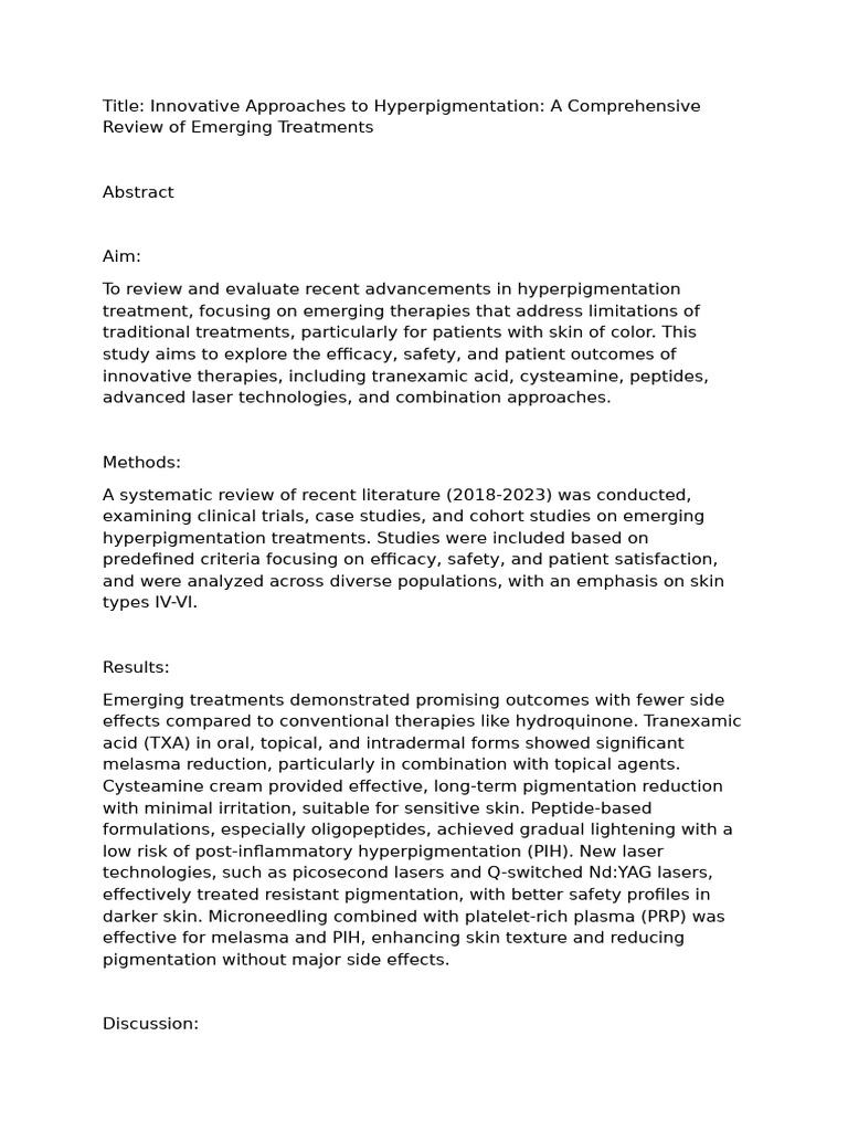 Hyperpigmentation Paper | PDF | Health Sciences | Health Care