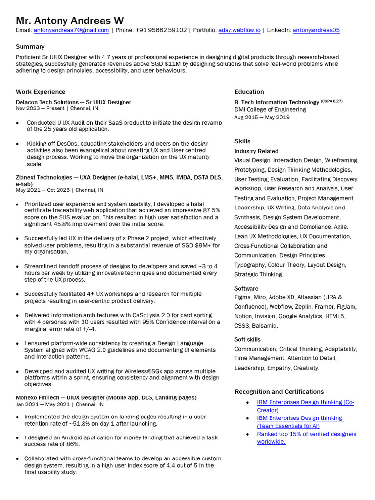 Naukri AntonyAndreasW (5y 0m) | PDF | Design | Computing