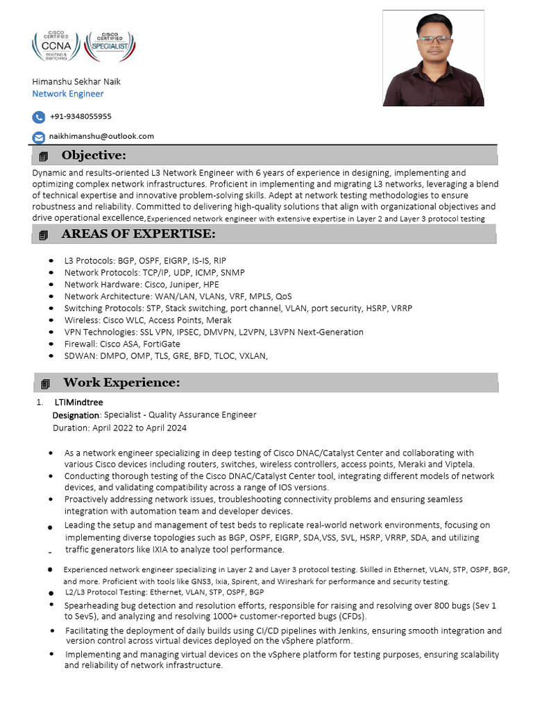 CV - Himanshu Sekhar Naik | PDF | Computer Network | Virtual Private Network