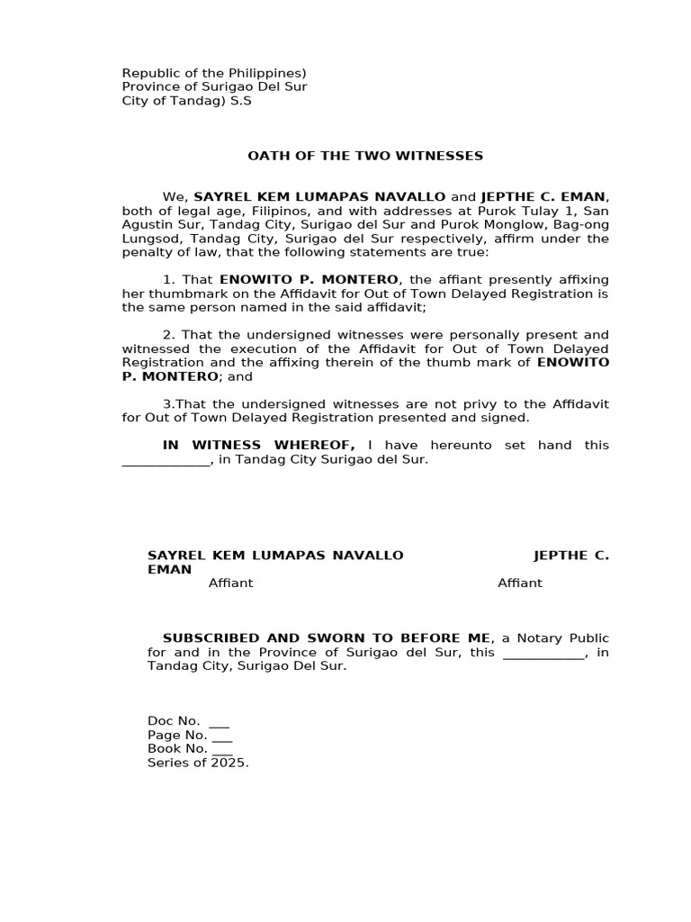 OATH OF THE TWO WITNESSES (Montero) | PDF
