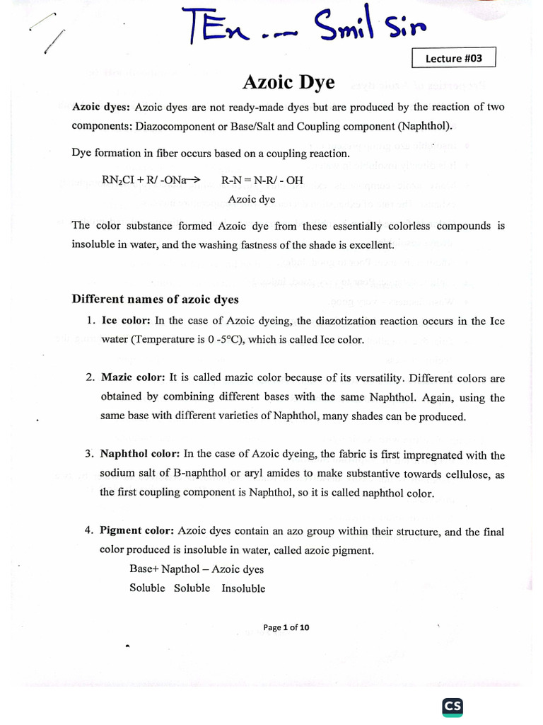 Azoic Dye | PDF