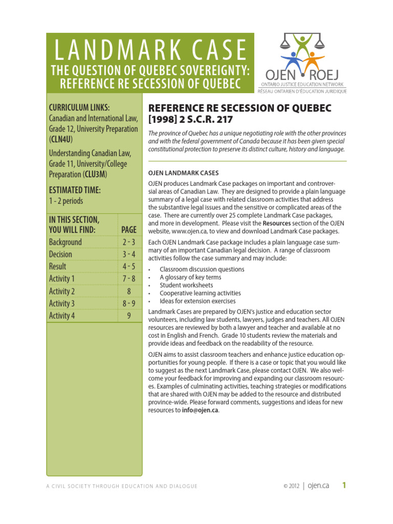 12 09 Quebec Secession Landmark Case en - Final - Full | PDF ...