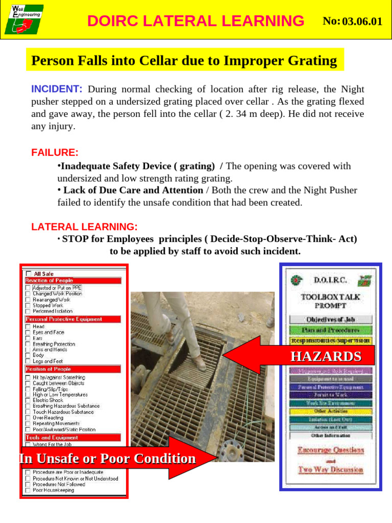 Person Falls Into Cellar Due To Improper Grating | PDF