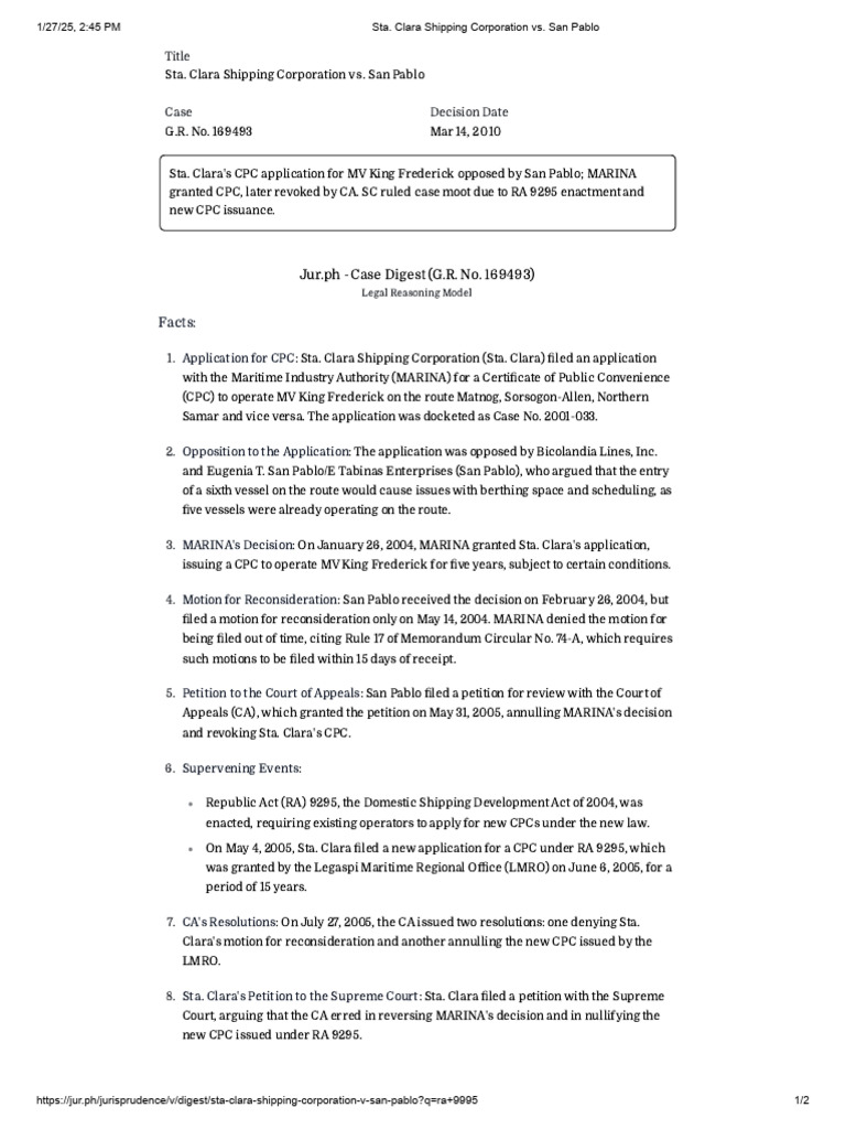 Sta. Clara Shipping Corporation vs. San Pablo | PDF | Mootness | Appeal