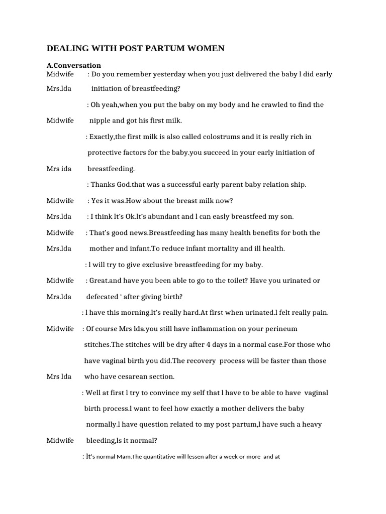 Dealing With Postpartum Women | PDF | Breastfeeding | Breast Milk