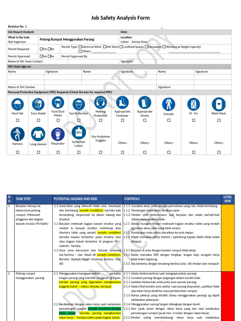 JSEA - Potong Rumput (Menggunakan Parang) | PDF