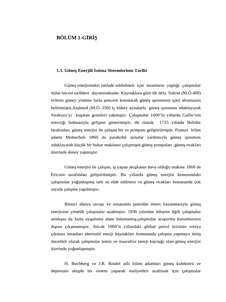 Güneş Enerjili Isıtma Sistemlerinin Tarihi | PDF