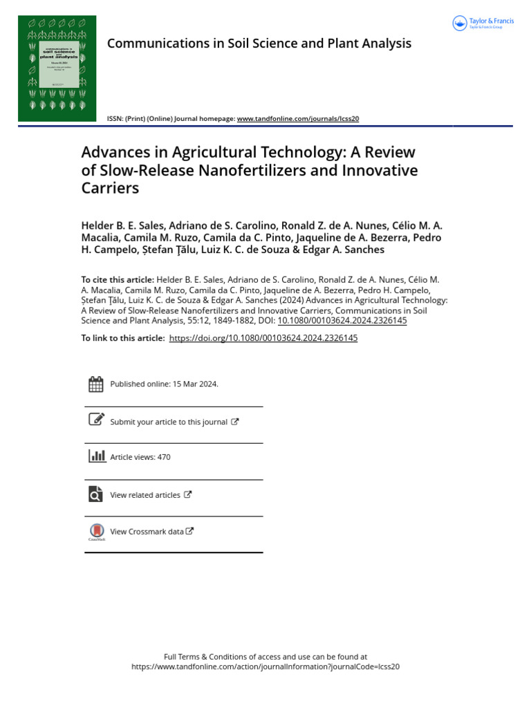 Advances in Agricultural Technology - A Review of Slow-Release ...