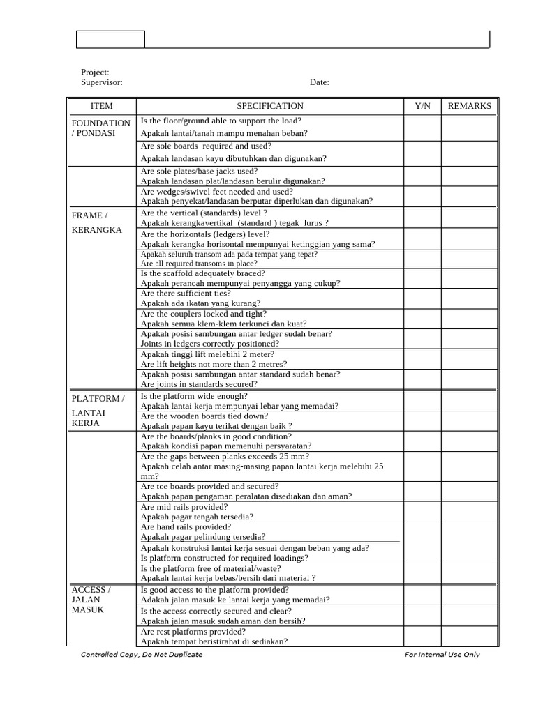 Inspec Scaffolding | PDF