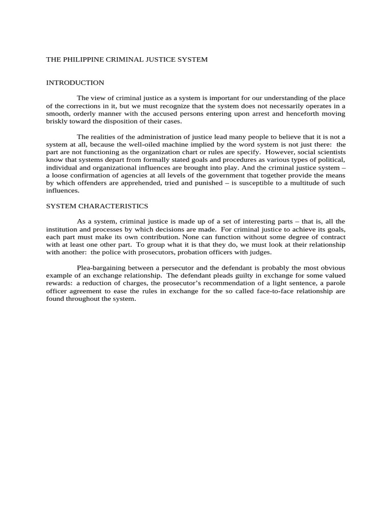 The Philippine Criminal Justice System | PDF | Crime & Violence ...