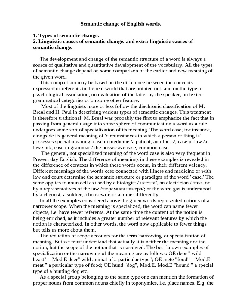 Semantic Change | PDF | Semantics | Metaphor