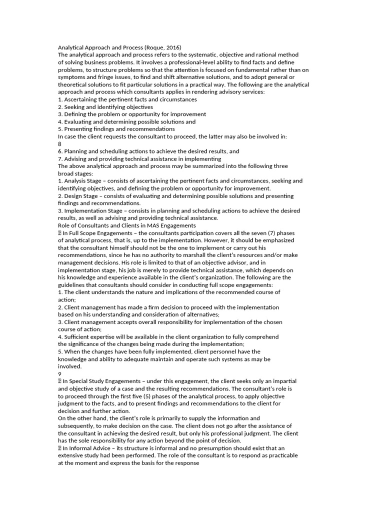 Analytical Approach And Process Pdf Consultant Cognition