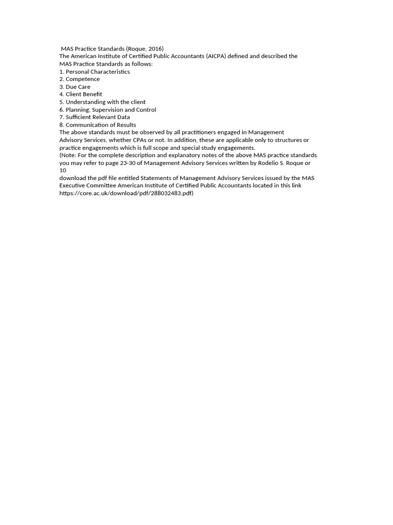 MAS Practice Standards | PDF