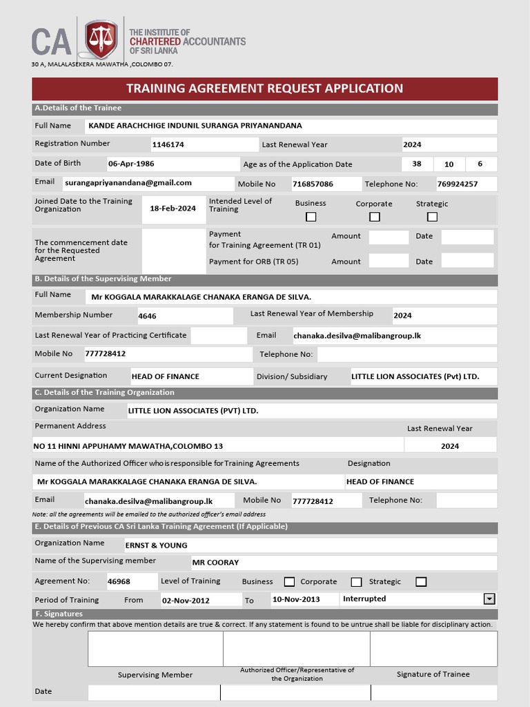 TAR Application & Agreement Format (1) (1) | PDF | Accountant | Justice