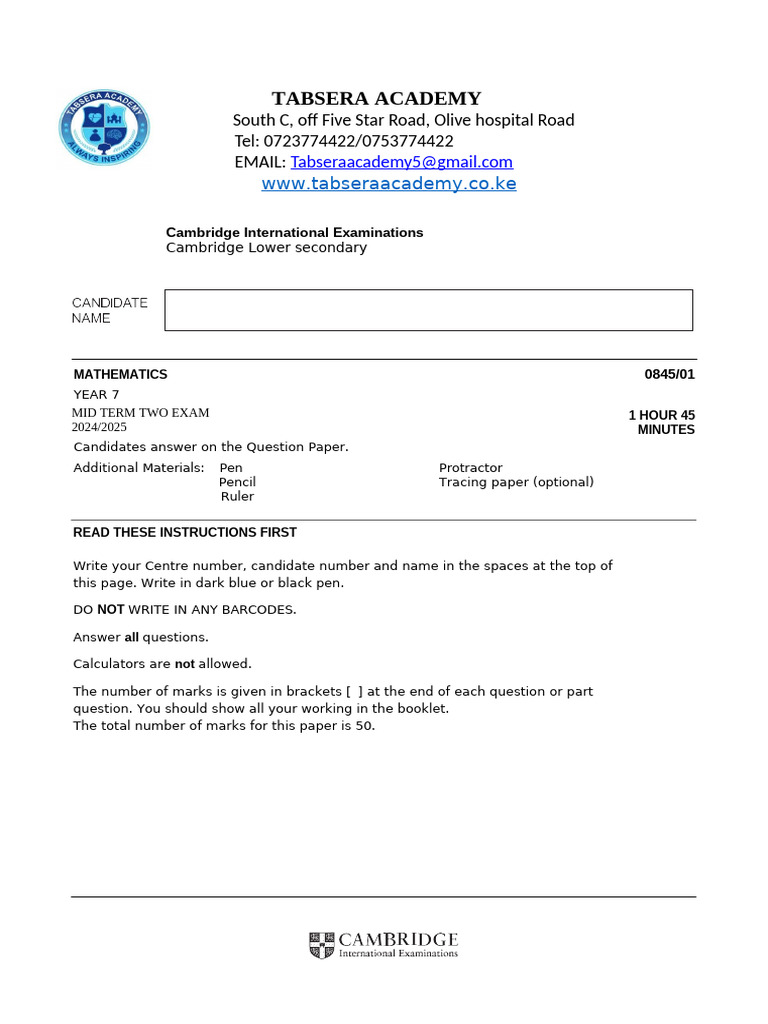 Lower Secondary Cover Page | PDF